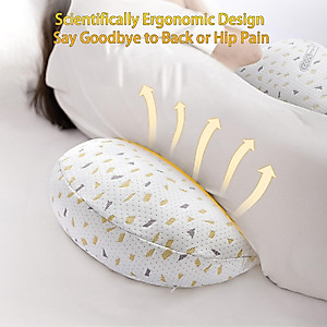 Coldew Pregnancy Pillows for Sleeping, Maternity Pillow for Pregnant Women, Soft Adjustable Width Pregnancy Body Pillow with Pillow Cover - Support for Belly, Back, Legs (Grey, Small)