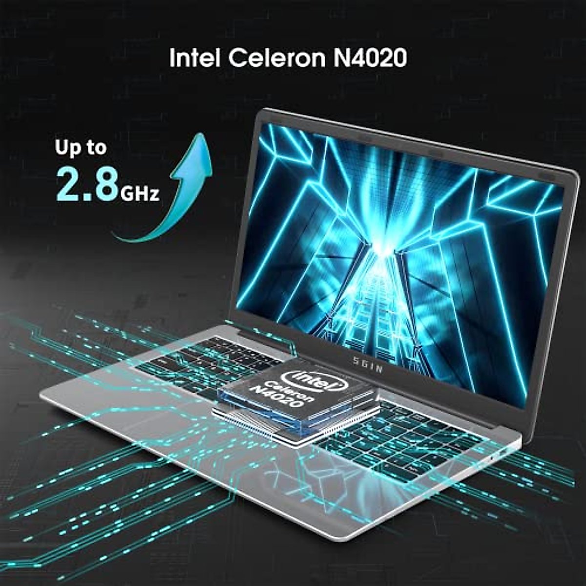 SGIN Laptop 15.6 Inch, 4GB DDR4 128GB SSD Windows 11 Laptops with Intel Celeron N4020C(up to 2.8 GHz), Intel UHD Graphics 600, Mini HDMI, WiFi, Webcam, USB3.0, Bluetooth 4.2