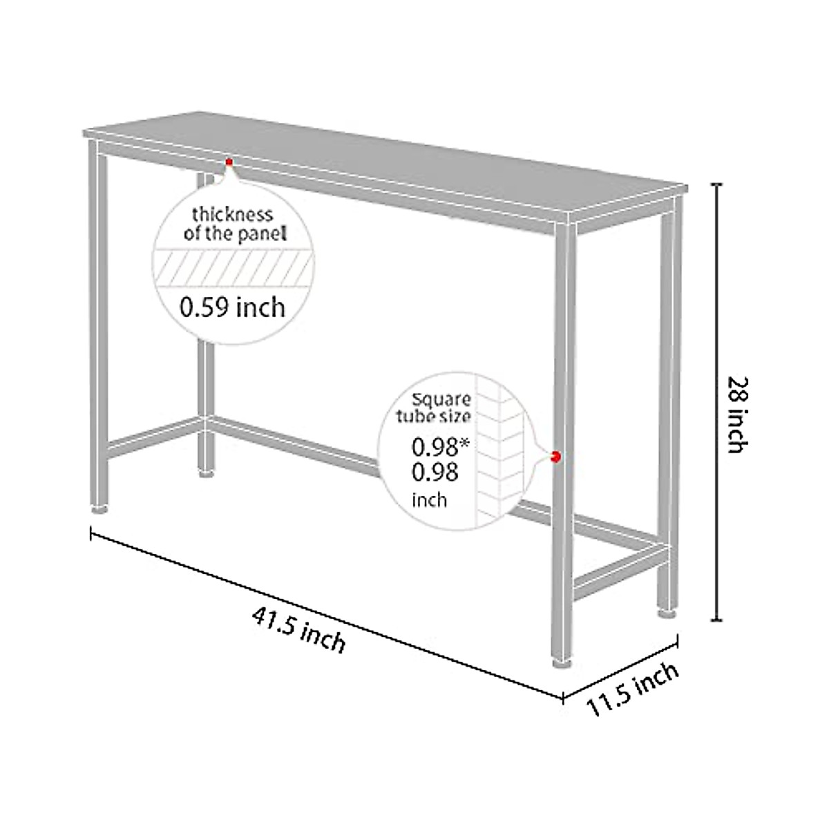 AZL1 Life Concept Console Table, Sofa Table for Living Room，Hallway，Entryway, Entrance Hall, Corridor - Wood Look Metal Frame