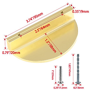 Jiozermi 4 Packs Half Moon Cabinet Pulls, 2 1/2 inch Drawer Pulls, Semicircle Pulls, Solid Brass Hardware Pulls, Gold (Total Length: 3.74")