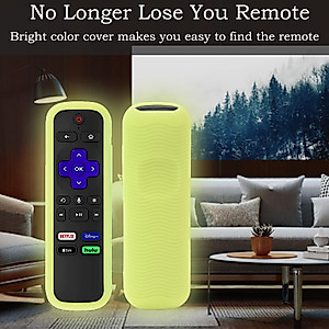 Silicone Protective Controller Cover fits for Roku TV Voice Remote | Element | Onn | Hisense | Westinghouse Roku TV Controller Cover,Glow in The Dark