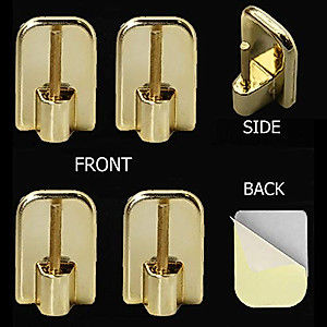 Evideco French Home Goods Self Adhesive Hooks Sash Rod Kitchen Curtains Set of 4 - Gold