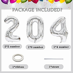 Puideon 2024 Balloons Silver,Large 2024 Foil Number Balloons 40 Inch,Mylar New Years Balloons 2024,2024 Graduation Balloons,Big Balloons for New Year Eve Party Supplies,Graduation Decorations 2024