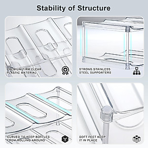 3 Tier Stackable Water Bottle Organizer Holder for Cabinet - for Stanley 40 oz & Others' Large Cup, Tumbler Organization - Clear Wine Rack, Home Kitchen Countertop Fridge Pantry Shelf Storage, Hold 12