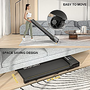 Under Desk Treadmill DAEYEGIM Powerful and Quiet Walking Pad with Remote, Portable, Slim, Compact and Installation-Free Walking Running Treadmill for Home Office - Yellow