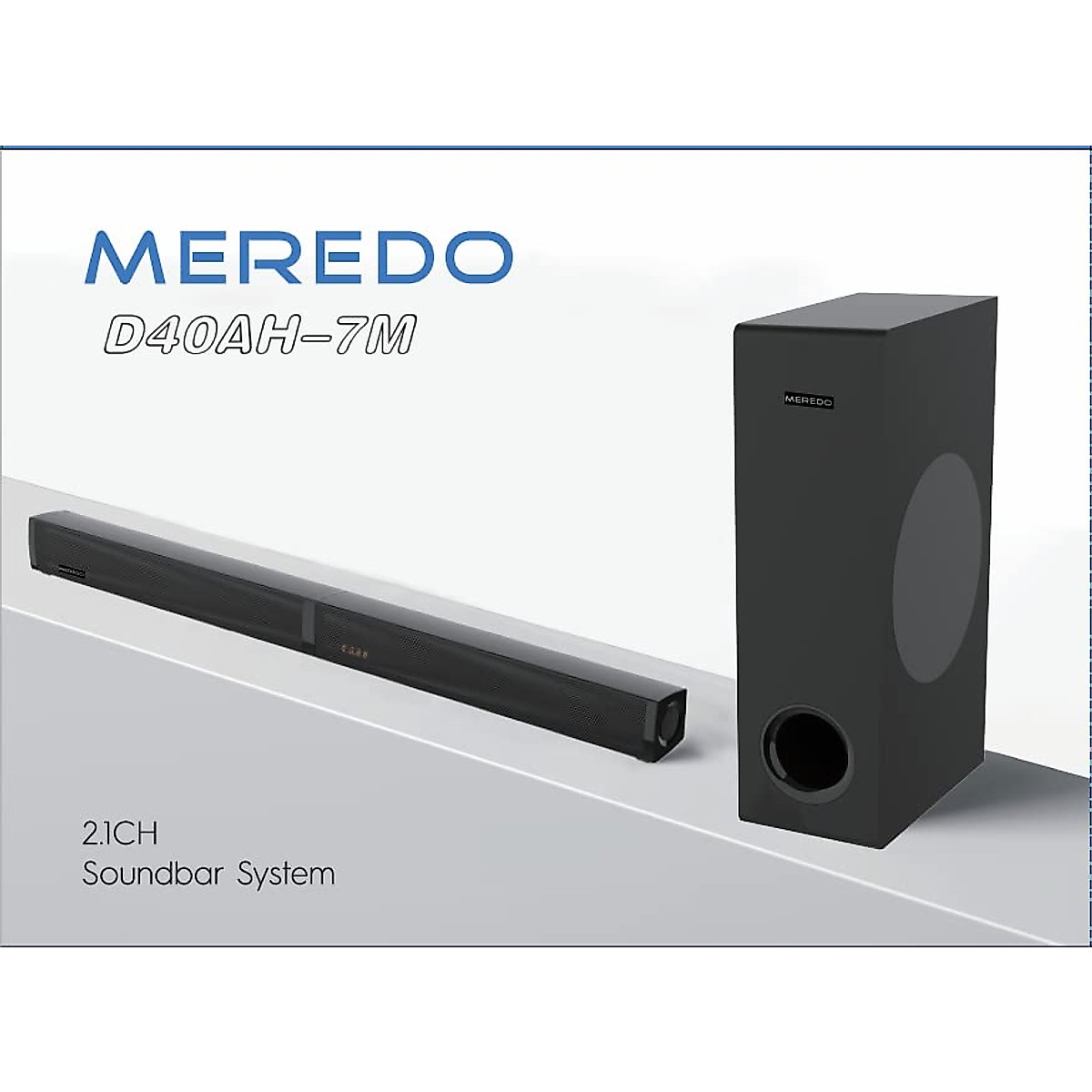 MEREDO Sound bar with Subwoofer 180W Detachable 2 in 1 Sound Bars for TV 2.1CH Treble & Bass Adjust 5 EQ Modes ARC/Optical/AUX/Bluetooth 12L Deep Bass for Home Theater Wall Mount-37 Inch