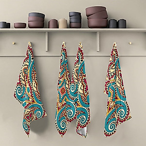 Floral Paisley Dish Towels for Kitchen Soft Tea Towel Set of 4 Absorbent Dishcloths Hand Towels for Drying Dish Cloths 28" x 18"