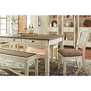Signature Design by Ashley Bolanburg Farmhouse Dining Table with Drawers, Seats up to 6, Whitewash