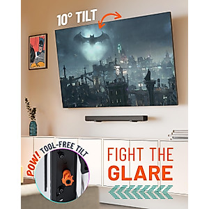 ECHOGEAR Wall Mount TV Bracket for TVs Up to 90" - Low Profile Design Tilts to Eliminate Glare - Includes Drilling Template & Can Be Leveled After Install - UL Listed for Safety