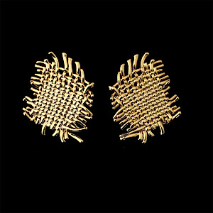 LecAit Statement Earrings for Women S925 Sterling Silver Dainty 14k Gold Stud Earrings Hypoallergenic Handmade Woven Metal Women's Ear Studs