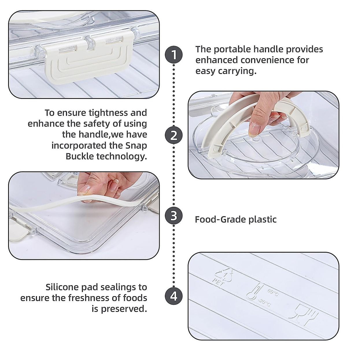 Snackle Box Charcuterie Container, Divided Serving Tray with Lid and Handle, Portable Snack Platters for Fruit, Nuts, Candy, Entertaining, Party, Picnic