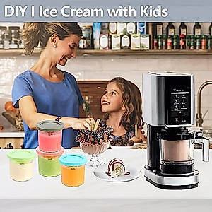 UNDR 2/4/6PCS Creami Pint Containers, for Ninja Creami Pint Containers,16 OZ Creami Containers Reusable,Leaf-Proof Compatible with NC299AMZ,NC300s Series Ice Cream Makers,Gray+Green-2PCS