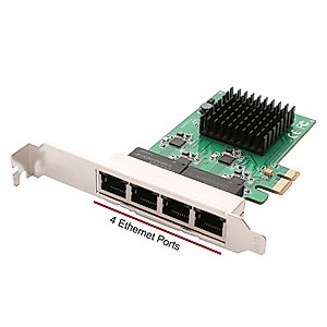 SYBA MULTIMEDIA 4 Port Gigabit Ethernet PCI-e X1 Network Interface Card (SI-PEX24042)