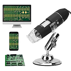 USB Digital Microscope,1600X Magnification Endoscope Mini Camera with 8 LEDs and Microscope Metal Stand,Compatible with Android, Mac,Window 7 8 10 for Kids, Students, Adults