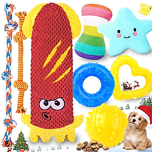 PatsFran Puppy Toys for Teething, 9 Pack Interactive Dog Toys for Small Dogs, Puppy Chew Toys with Rope Toys, Treat Ball and Cute Squeaky Toys, Hold a Bottle