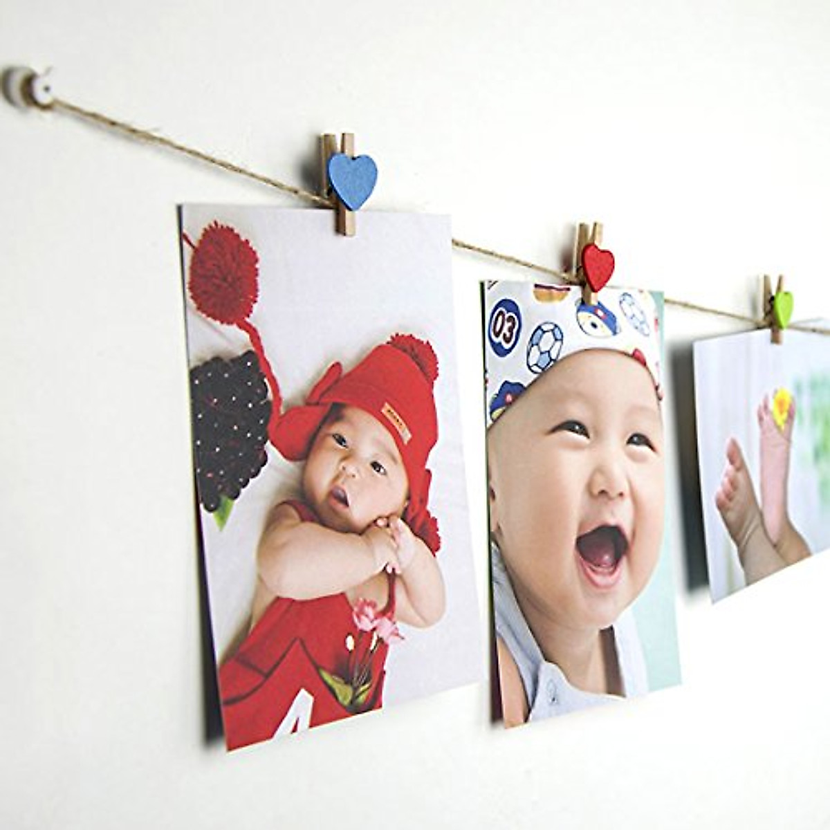 uxcell Card Photo Love Heart Crafts Clothespin Pegs Mini Wooden Clip 20pcs White