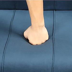 JUBILOOM Comfy Small Mini Couch, Recliner Futon, Armless Mini Sofa with Adjustable Backrest& 3 USB Port, Single Sofa Couches for Small Spaces, Living Room Office, Blue Velvet, 305BL1USB