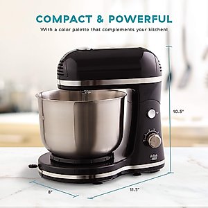 DASH Delish by DASH Compact Stand Mixer, 3.5 Quart with Beaters & Dough Hooks Included - Black