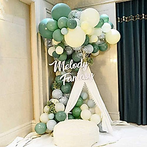 Balloon Garland Kit Double Stuffed Cream Sage Green Balloons Garland Arch Kit for Wedding Baby Shower Birthday Graduation Anniversary Party 5in 10in 20in 24in Balloons Kit Decorations