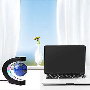 FUGEST Magnetic Levitation Floating Globe World Map with C Shape Base (Blue 3" Globe)