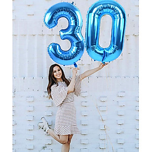TONIFUL 40 Inch Blue Large Numbers Balloon Birthday Party Decorations, Foil Mylar Big Number Balloon Digital 10 for 10th Birthday, 10th Anniversary, Graduation Ceremony Photo Shoot