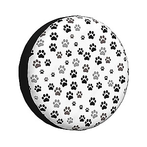 PASPRT Dog Footprints 3D Printing Spare Tire Covers Waterproof Universal Wheel Cover Dust-Proof Tire Cover Fit for Trailer Rv SUV 14-17 Inch