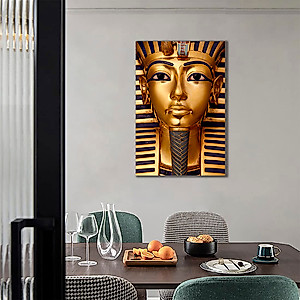Ancient Egyptian Pharaoh Canvas Painting Poster Golden Tutankhamun Prints Mural Poster Home Bedroom Decoration Painting Canvas Painting Posters and Prints Wall Art Pictures for Living Room (Framed-style,16x24inch/40x60cm)