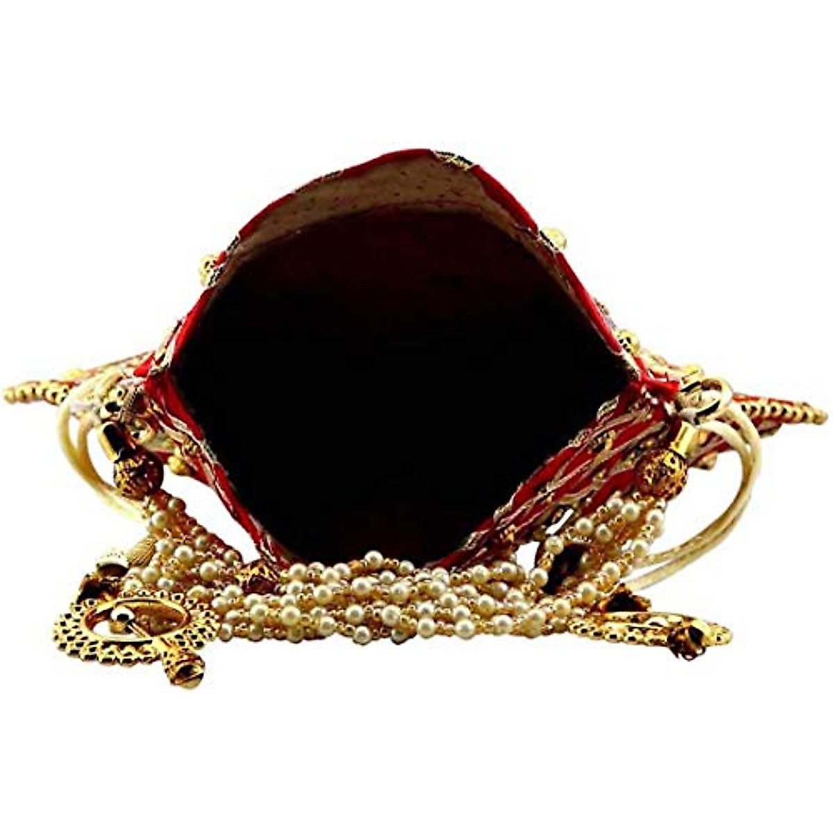 Lookingfab Presents Designer Rajasthani Style Silk Potli Velvet with Bridal Purse with Gota Patti Pottly Purse Women handbag Handicrafts Handmade Decorative Pure Silk Jaipuri Resham Potlis