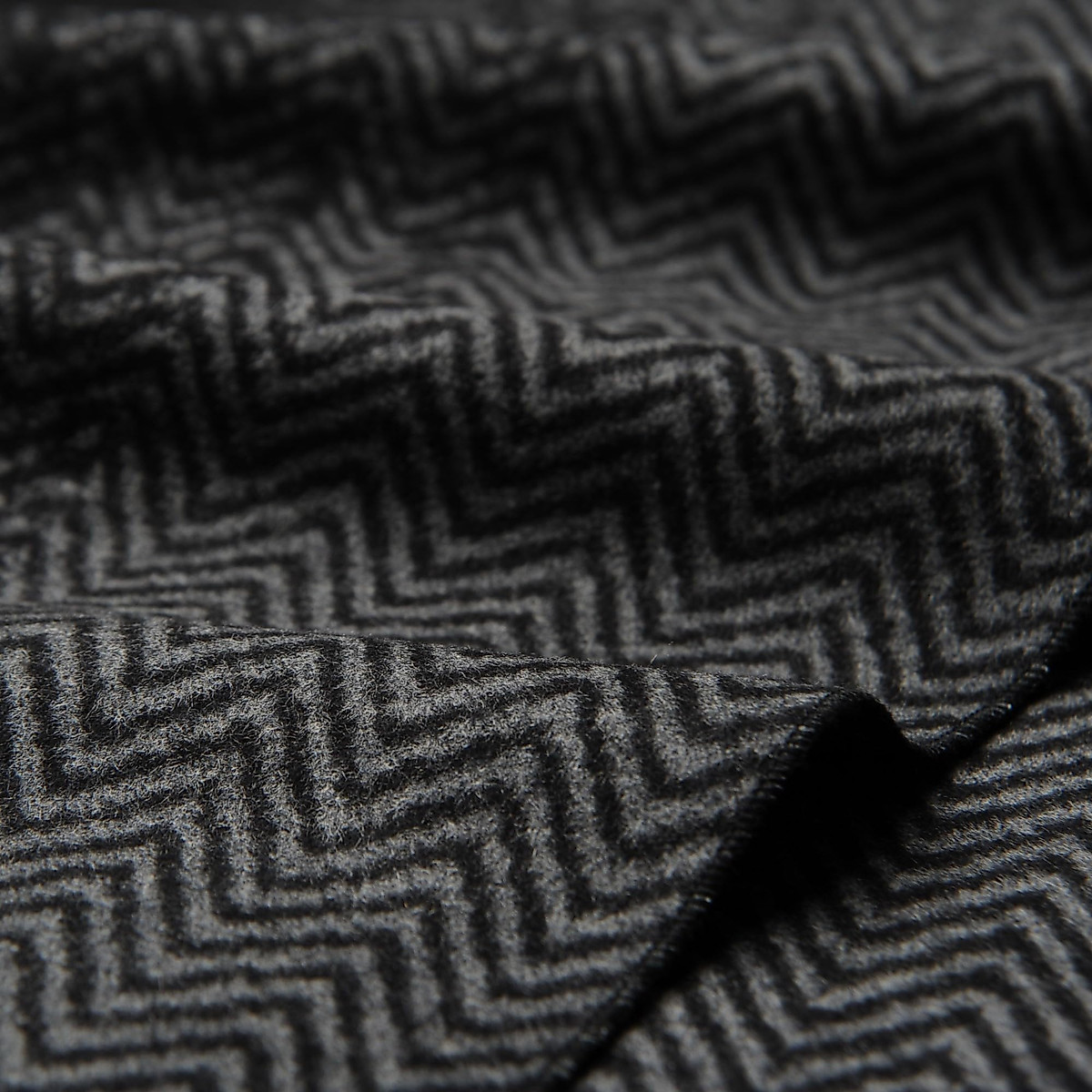 CUDDLE DREAMS Men's Silk Scarves, 100% Mulberry Silk Brushed, Luxuriously Soft (Black Gray Herringbone)