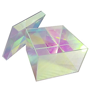 YESBAY Iridescent Acrylic Storage Box with Handle Acrylic Tray Vanity Organizer Case Hollow Multi-Functional Desktop Makeup Tray Basket Organizer Tissue Holder for Bathroom Countertop Bedroom C