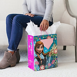 Hallmark 13" Large Frozen Gift Bag with Birthday Card and Tissue Paper (Anna and Elsa)