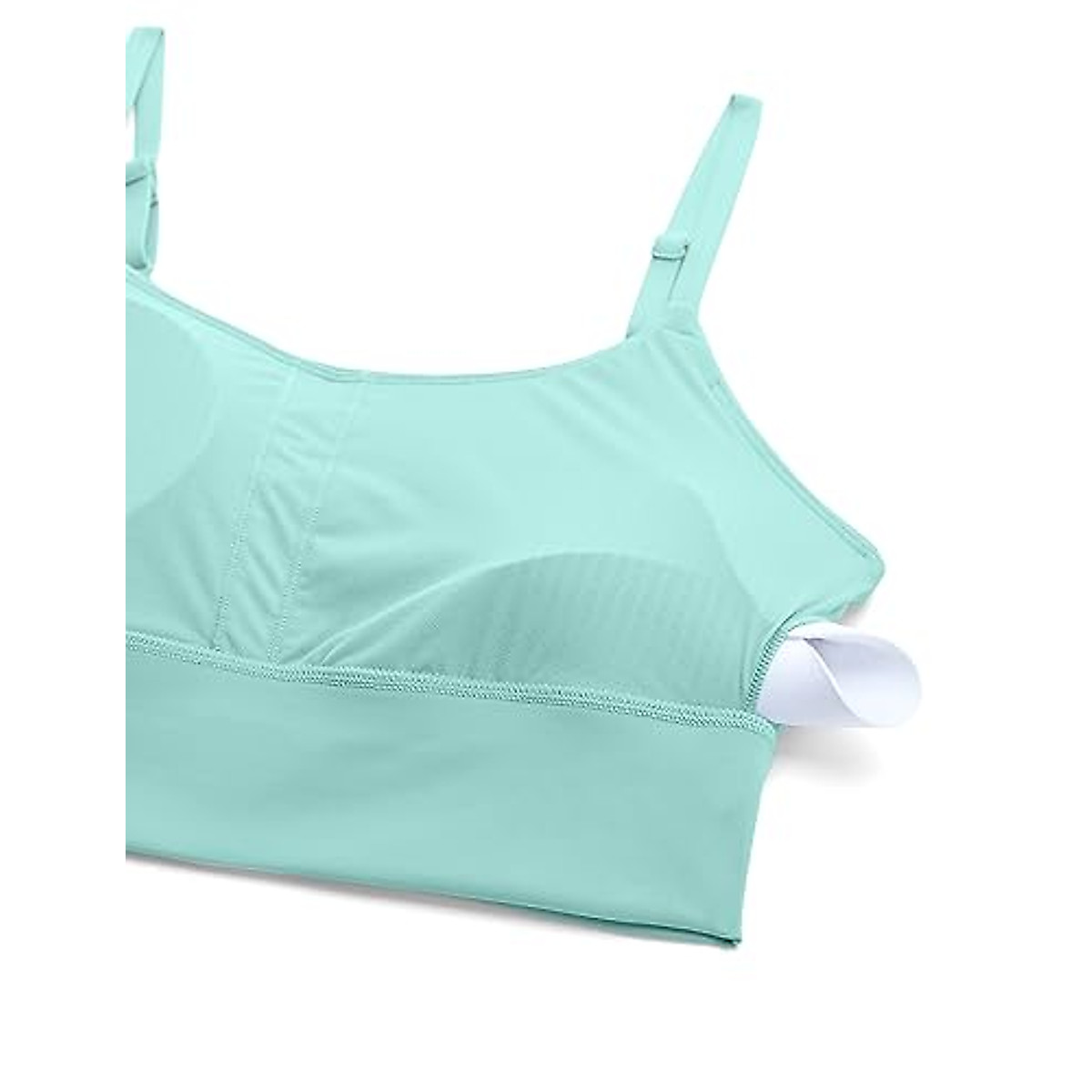 CRZ YOGA Adjustable Longline Sports Bra for Women - V Back Wireless Workout Padded Yoga Camisole Cropped Tank Tops Oasis Medium