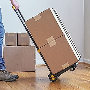 Folding Hand Truck Utility Cart with Wheels, Heavy Duty Luggage cart Holds 110LB, Push Dolly Cart- Folding Cart, Portable, Lightweight & Collapsible Perfect for Moving Supplies, Shopping and Travel