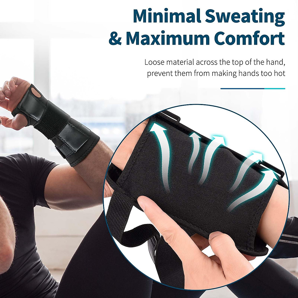 PKSTONE Wrist Splint for Carpal-Tunnel Syndrome, Adjustable Compression Wrist Brace for Right and Left Hand, Pain Relief for Arthritis, Tendonitis, Sprains