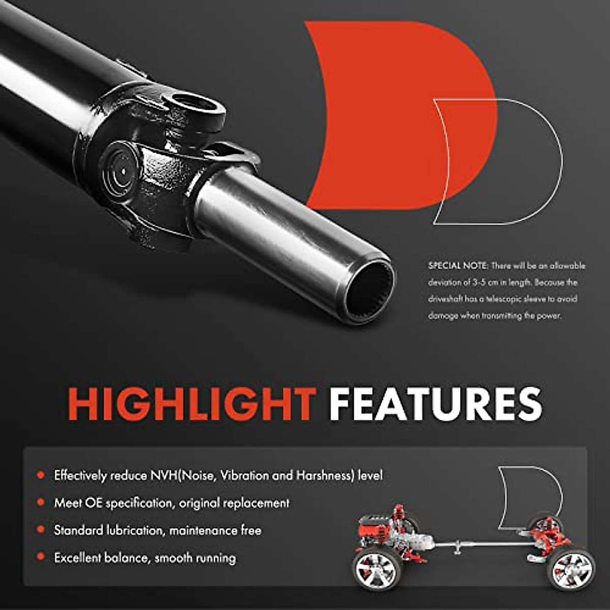 A-Premium Rear Complete Drive Shaft Prop Shaft Driveshaft Assembly Compatible with Chevrolet Avalanche 1500 2002-2006, Suburban 1500 2000-2006 & GMC Yukon XL 1500 2000-2006, AWD 4WD