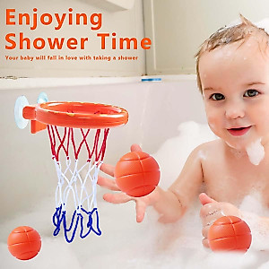 OBTANIM Bathtub Fun Basketball Hoop Balls Set Bathroom Shooting Game Toy for Toddler Kids Children Baby Bath Tub
