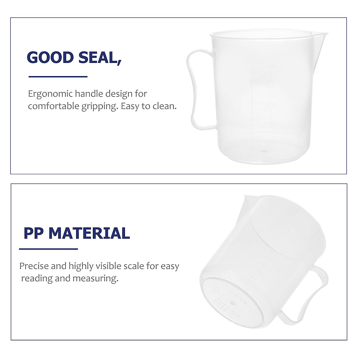 UEETEK Measuring Cup 500ml Plastic Graduated Cup : Lab Measuring Cup with Handle - Liquid Measuring Cups Measurement Beaker for Laboratory Science Experiments