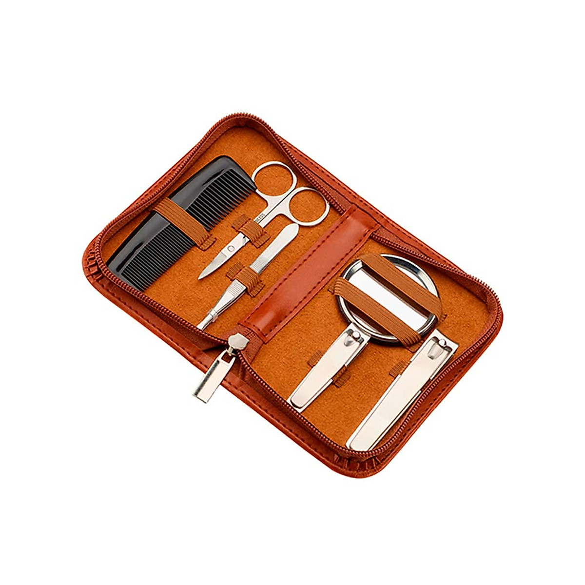 Conair Men's Grooming Kit, Grooming Kit for Men with 7-Pieces in Leather, Zippered Case