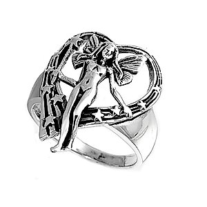 CloseoutWarehouse 925 Sterling Silver Fairy Love Spell Ring Size 9