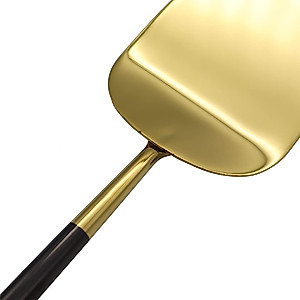 Koyal Wholesale Modern Wedding Cake Knife And Server Set - 2-Piece Gold Cake Cutter & Server With Black Handle