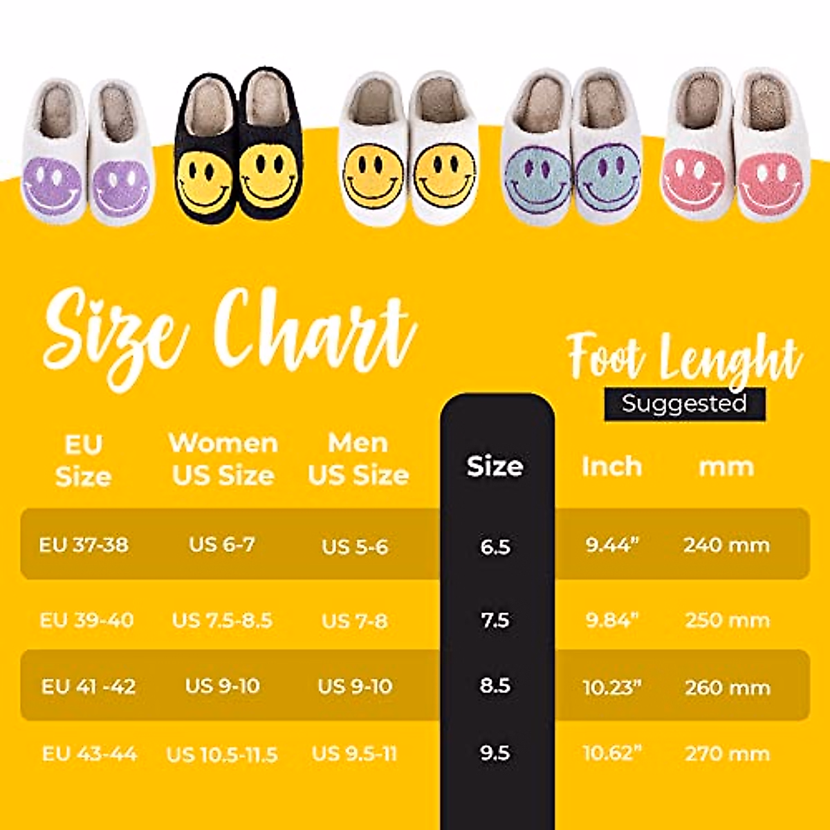 WELLNESSICA Happy Face Slippers Soft Plush Comfy Warm Faux Fur with Memory Foam, Preppy Winter Slides Non-Slip Flat Smile Face House Slippers for Women, Men & Kids (Purple, Light Blue & White, us_footwear_size_system, adult, women, numeric, wide, numeric_