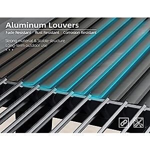 PURPLE LEAF Outdoor Louvered Pergola 10' × 13' Adjustable Metal Roof Hardtop Gazebo