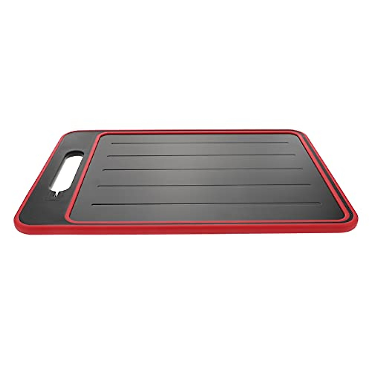 HEMOTON Fast Defrosting Tray Chopping Board Thawing Plate Cutting Board Meat Defroster Boards with Handle for Meat Pork Beef Fish Black Red