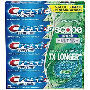 Crest Complete Whitening + Scope Toothpaste, 6.5 Ounce (5 Pack)
