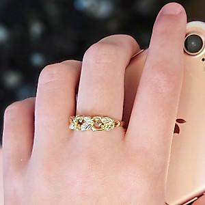 Cut-Out Leaf Band, 10k Yellow Gold, 12k Green and Rose Gold Black Hills Gold Motif, Size 4.75