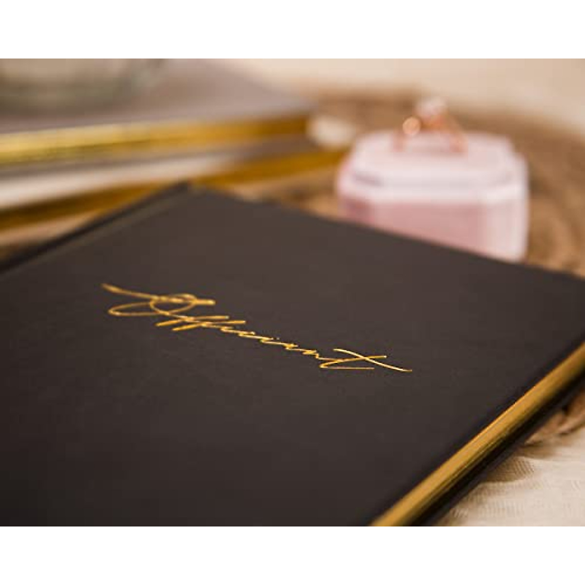 MUUJEE Wedding Officiant Book - Black Gold Embossed Hardcover Journal Notebook Pastor Sermon Notes Officiant Gift - Wedding Gift Ideas (Design 1)