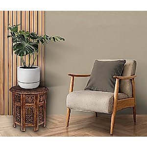 Goroly Home Solid Wood Hand Carved Accent Table, Side Table, Entryway Table, Wooden End Table, Octagonal Wooden Table - 18 Inch Round Top x 18 Inch High - Burnt