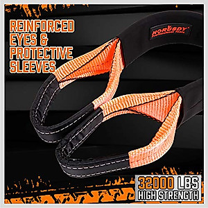 HORUSDY Nylon Heavy Duty Tow Strap Recovery Strap with Hooks 3" x 30Ft - 32,000 LBS Break Strength, 3/4 D Ring Shackles (2pcs), Recover Your Vehicle Stuck in Mud/Snow.