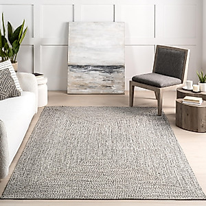 nuLOOM Braided Indoor/Outdoor Area Rug, 4' Round, Wynn Salt And Pepper
