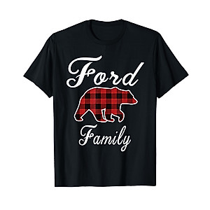FORD Family Bear Red Plaid Christmas Pajama Men Women Gift T-Shirt